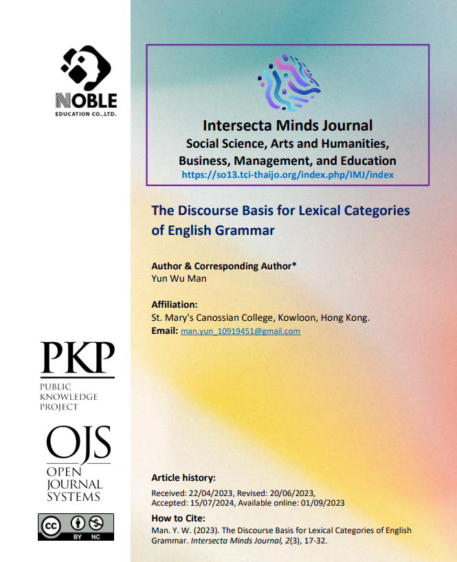 The Discourse Basis for Lexical Categories of English Grammar | Intersecta Minds Journal